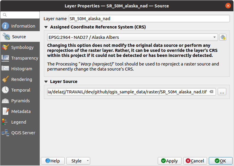 13.1. Raster Properties Dialog — QGIS Documentation documentation